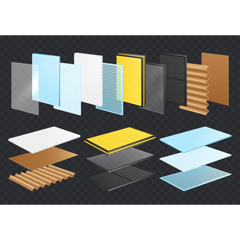 Layered Materials Realistic Set 210230927 Vector Illustration Concept