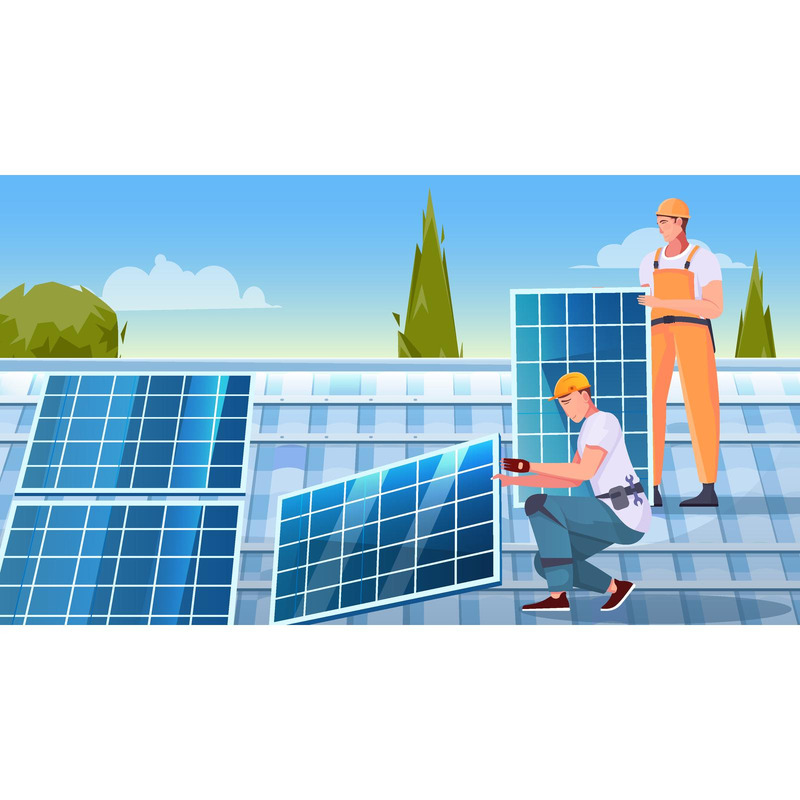 Solar Panels Installation Flat 210151138 Vector Illustration Concept