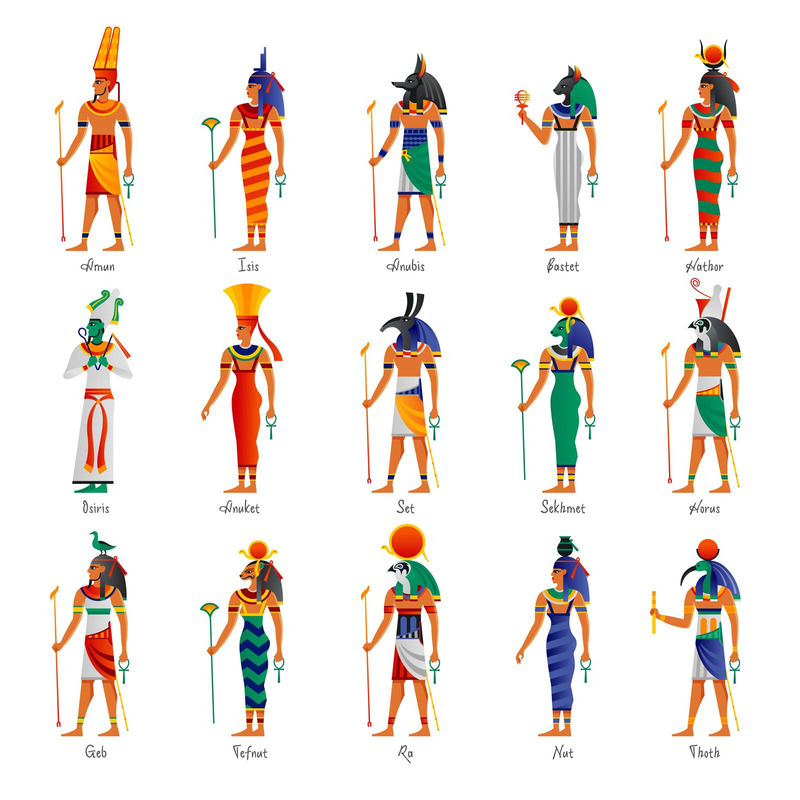 Egypt Ancient God Set Vector Illustration Concept