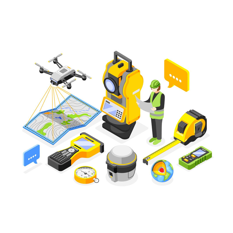 Géodésie Isométrique Composition 4 Concept d'illustration vectorielle