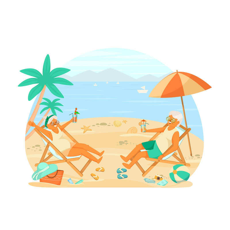 Elderly People Happy Life Cartoon Vector Illustration Concept