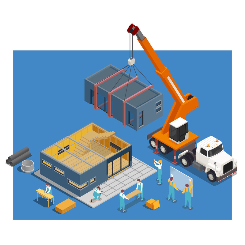 Modular Frame Building Isometric 201120114 Vector Illustration Concept