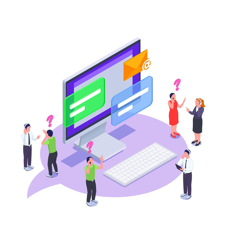 Call Center Technical Support Isometric 2 Vector Illustration Concept