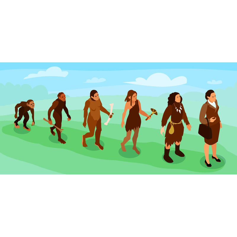 Isometric Human Women Evolution 201003202 Vector Illustration Concept