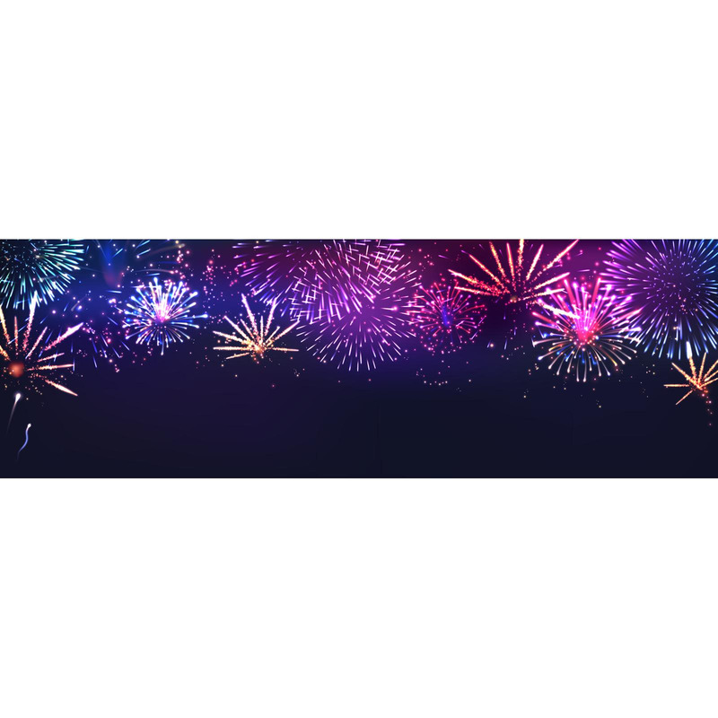 Realistic Fireworks Horizontal Poster Vector Illustration Concept
