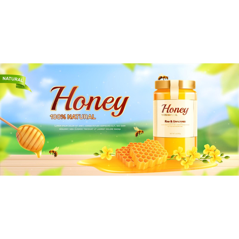 Honey Realistic Advertising Composition 210130909 Vector Illustration ...