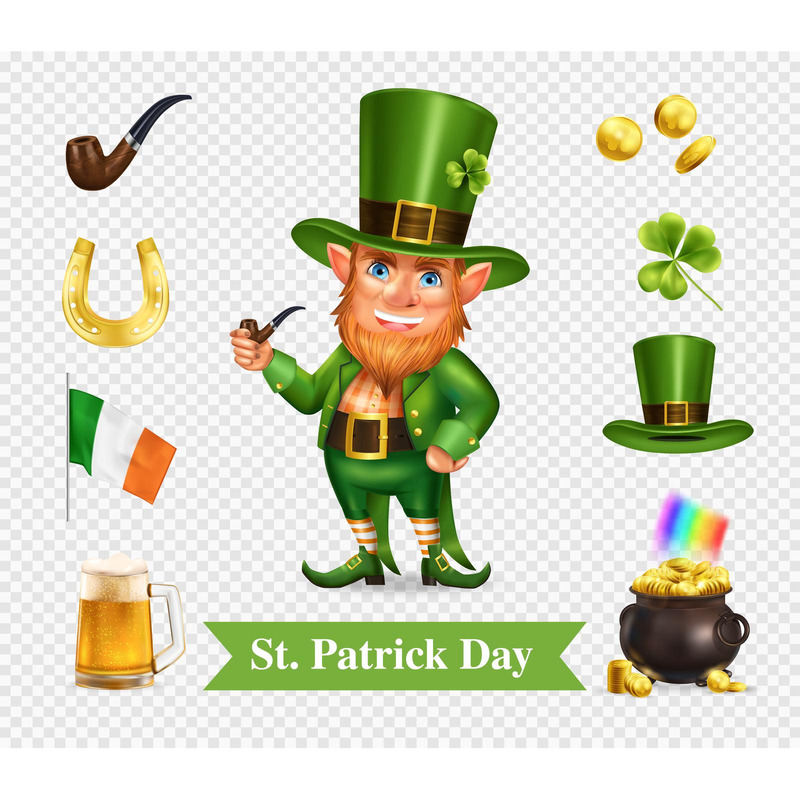 Realistic Patrick Day Transparent Set 201130533 Vector Illustration Concept