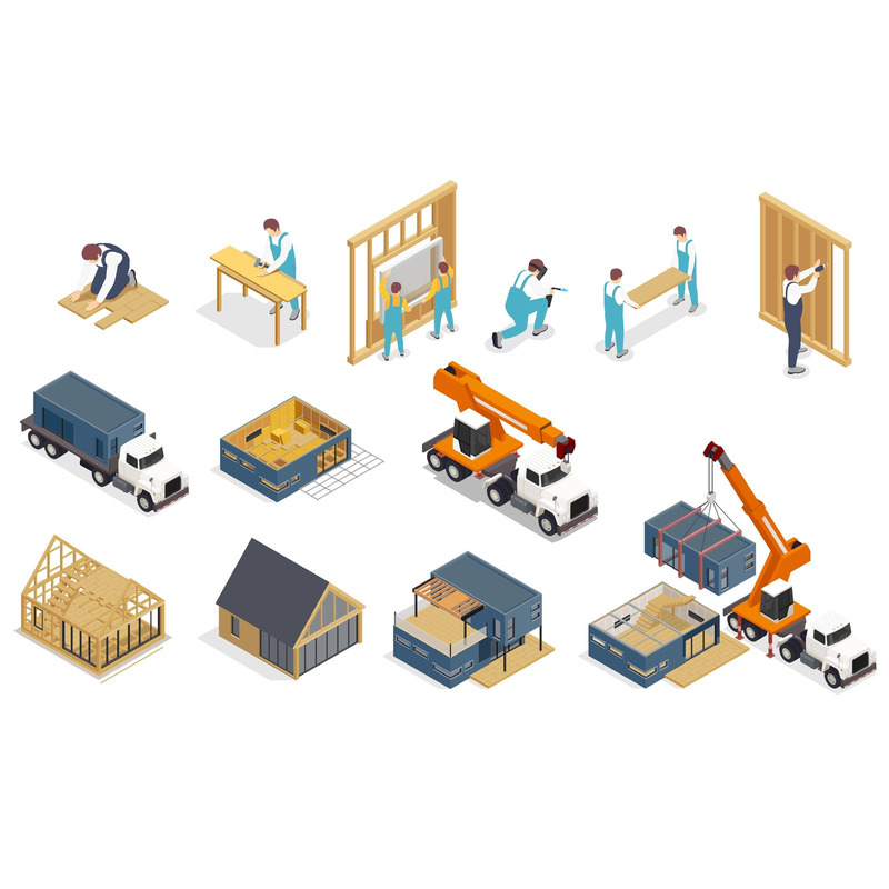 Modular Frame Building Isometric 201120113 Vector Illustration Concept