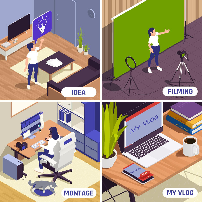 Blogger Vlogger Isometric Vector Illustration Concept
