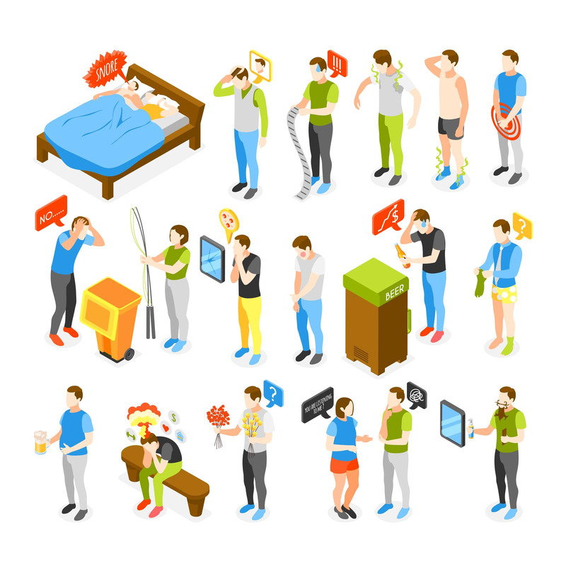 Men Problems Isometric Icons 201130101 Vector Illustration Concept