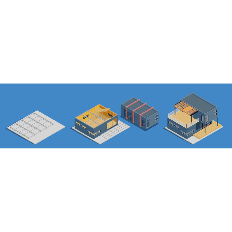 Modular Frame Building Isometric 201120118 Vector Illustration Concept