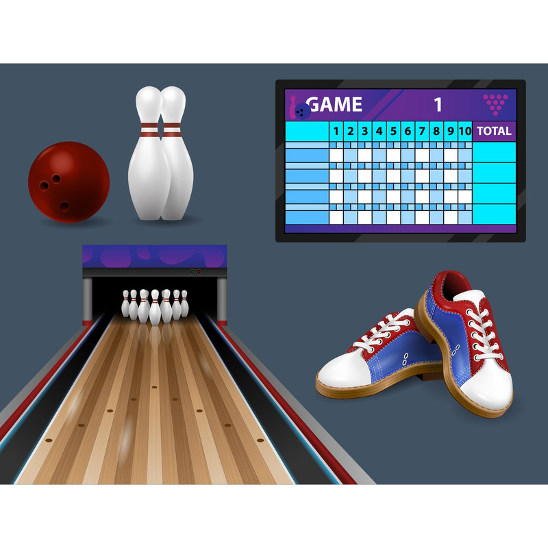Realistic Bowling Set Vector Illustration Concept