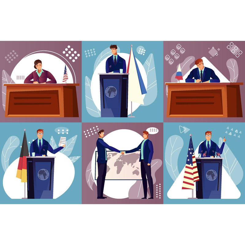 Diplomatic Politic Composition Set Flat 200751141 Vector Illustration ...