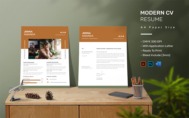 Jenna Amanda - CV Resume Template #192818 - TemplateMonster