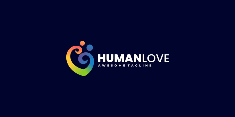 Human Love Gradient Logo Design #247287 - TemplateMonster