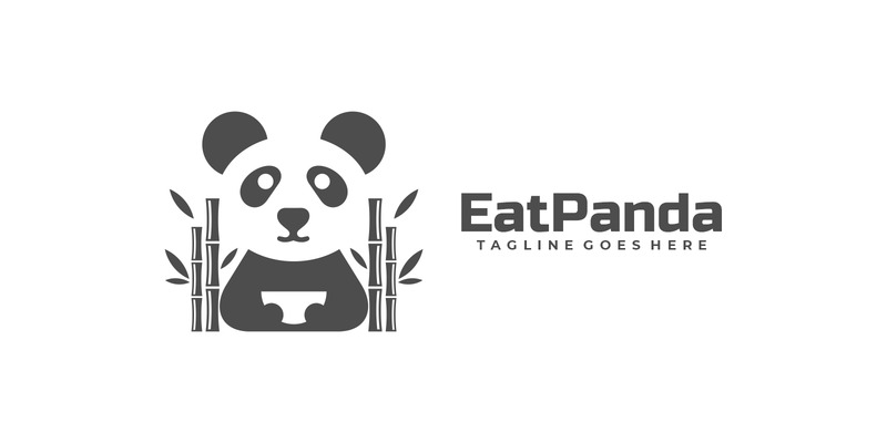 Eat Panda Silhouette Logo #220407 - TemplateMonster