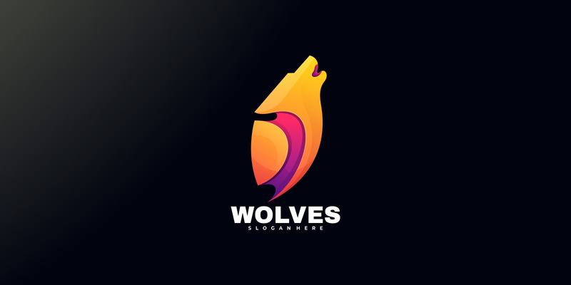 Wolves Gradient Colorful Logo template - TemplateMonster