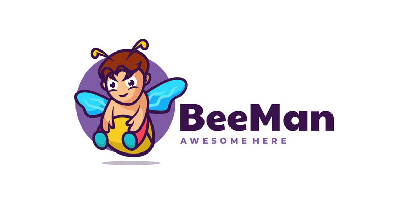 Bee Man Mascot Cartoon Logo #228993 - TemplateMonster