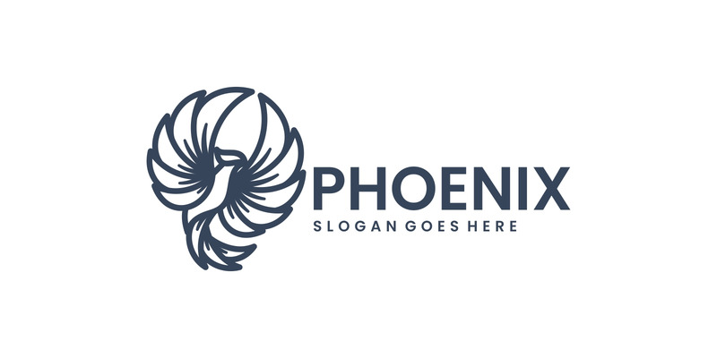 Phoenix Line Art Logo Template #270179 - TemplateMonster