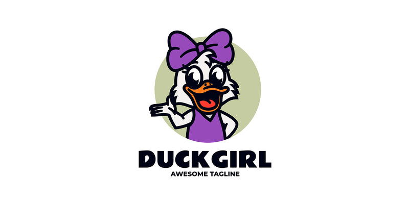 Duck Girl Mascot Cartoon Logo #417132 - TemplateMonster