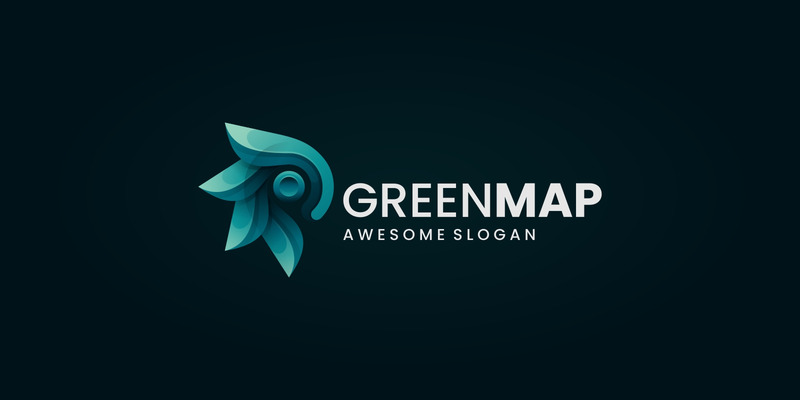 Green Maps Gradient Logo Style #251995 - TemplateMonster
