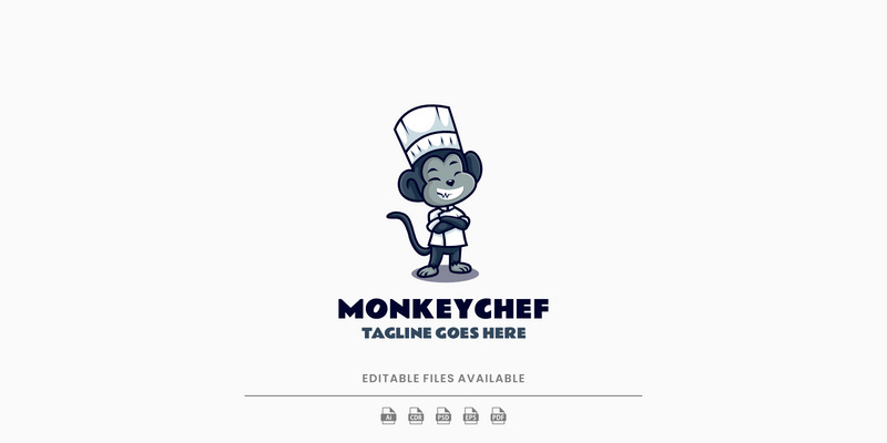 Monkey Chef Simple Mascot Logo #503452 - TemplateMonster