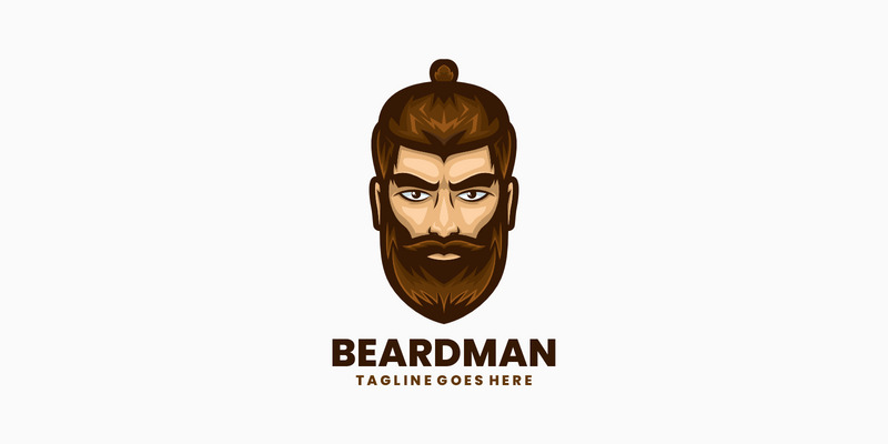 Bearded Man Mascot Cartoon Logo #441370 - TemplateMonster