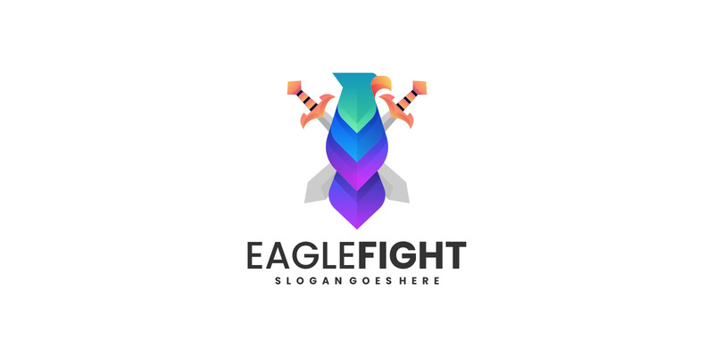 Eagle Fight Gradient Logo #308773 - TemplateMonster