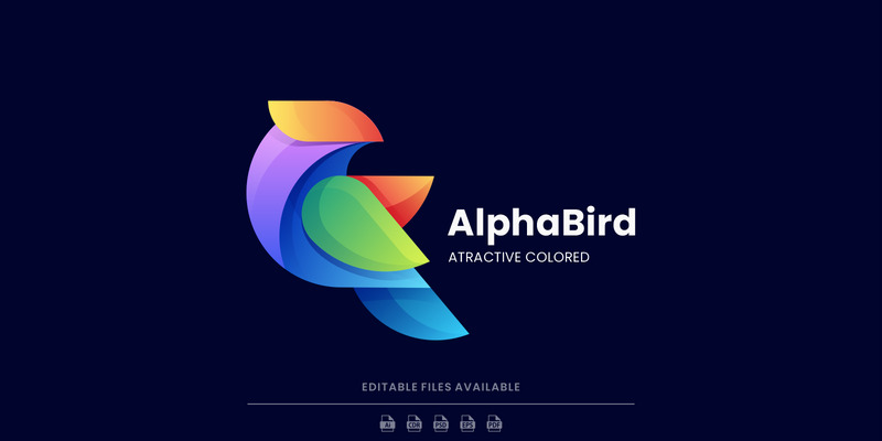 Alpha Bird Gradient Colorful Logo #235131 - TemplateMonster