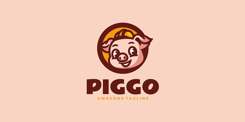 Piggo Mascot Cartoon Logo #390532 - TemplateMonster