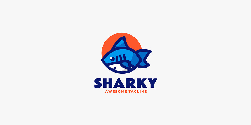 Shark Simple Mascot Logo 5 #382958 - TemplateMonster