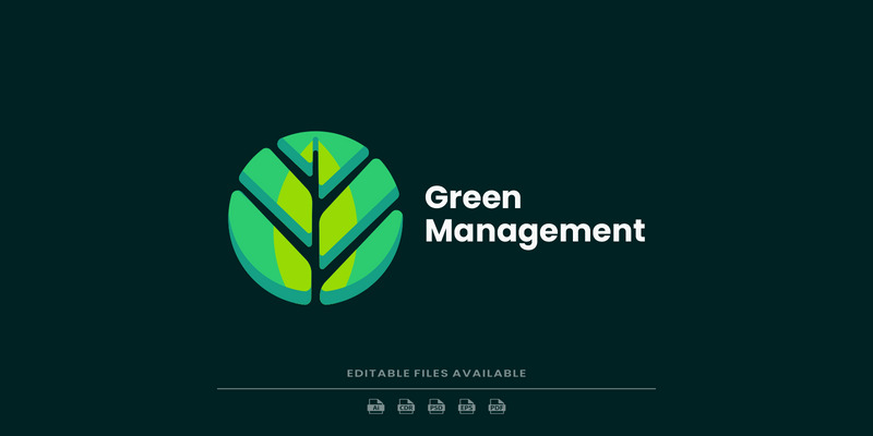 Green Management Simple Logo #235023 - TemplateMonster