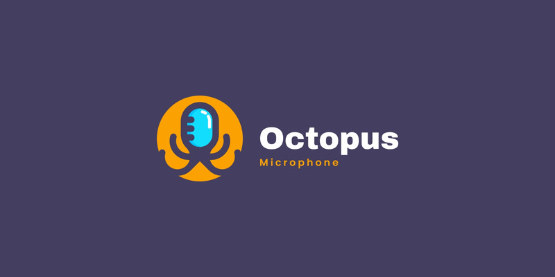 Octopus Microphone Simple Logo #297253 - TemplateMonster