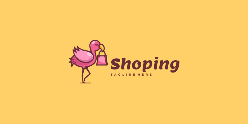 Flamingo Shopping Cartoon Logo #189999 - TemplateMonster