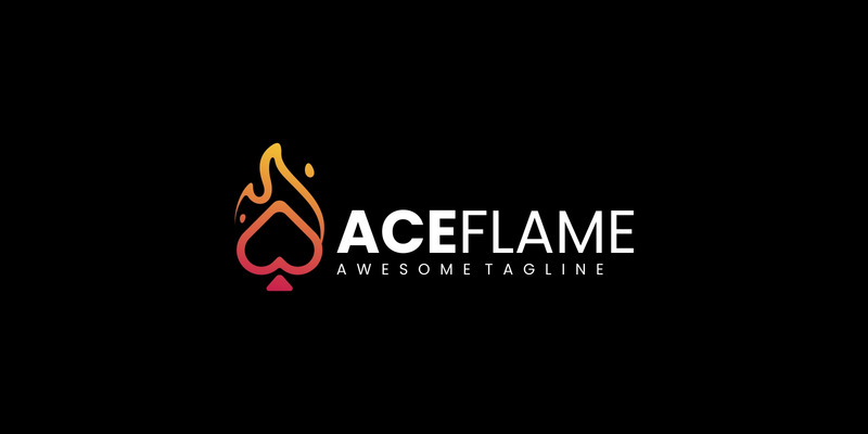 Ace Flame Line Art Gradient Logo #275402 - TemplateMonster