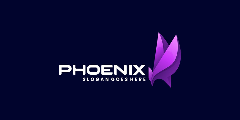 Vector Phoenix Gradient Color Logo Design - TemplateMonster