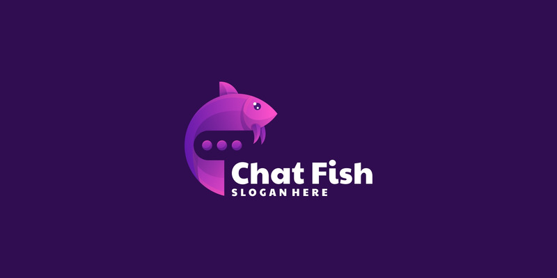 Chat Fish Gradient Logo Style #231357 - TemplateMonster