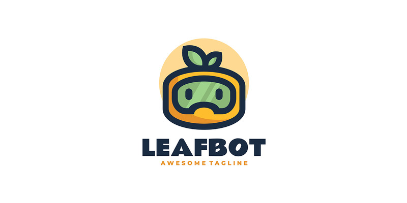 Leaf Robot Simple Mascot Logo #388493 - TemplateMonster