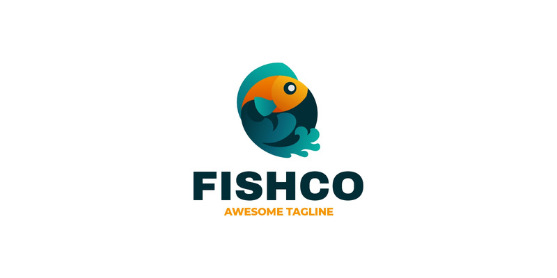 Logotipo colorido degradado de Fishco - TemplateMonster