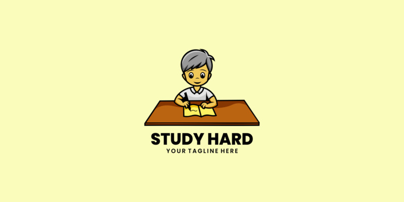 Study Hard Cartoon Logo Style #316946 - TemplateMonster