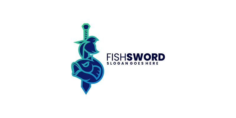 Fish Sword Line Art Logo Style #285931 - TemplateMonster