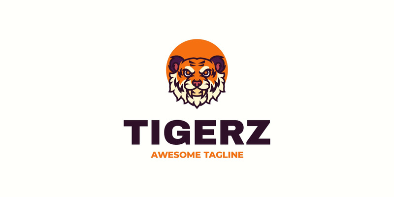 Logotipo de mascota simple de Tigerz - TemplateMonster