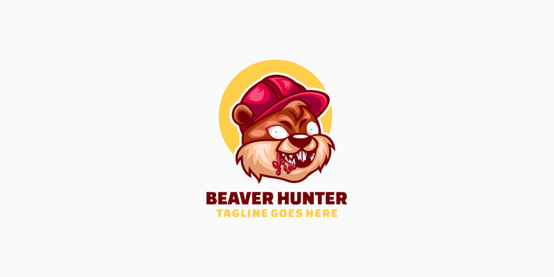 Beaver Hunter Simple Mascot Logo #473877 - TemplateMonster