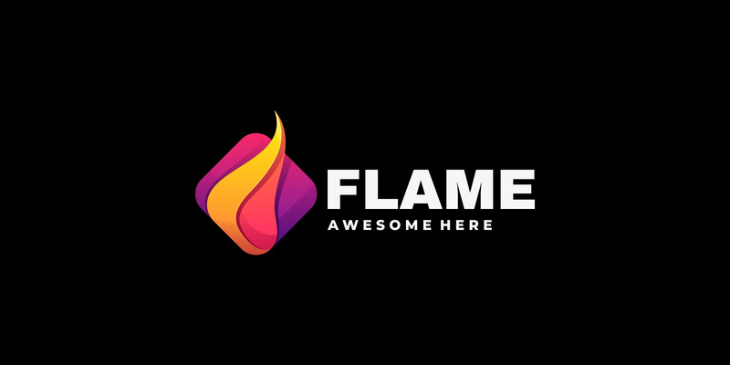 Flame Square Gradient Logo #238351 - TemplateMonster