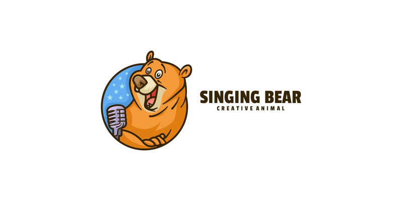 Singing Bear Cartoon Logo #218527 - TemplateMonster