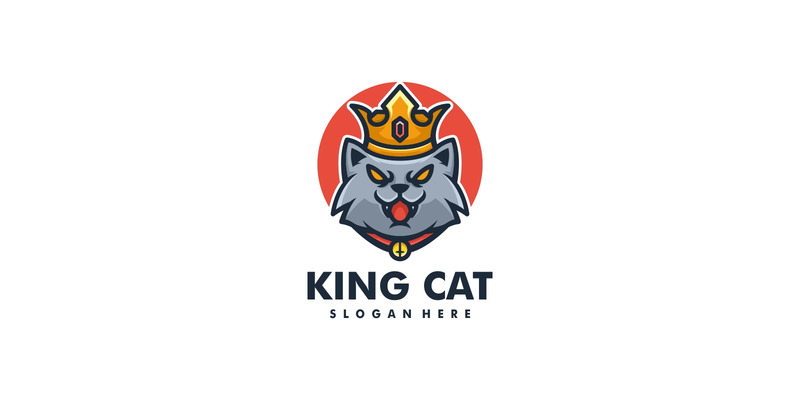 King Cat Simple Mascot Logo #269973 - TemplateMonster