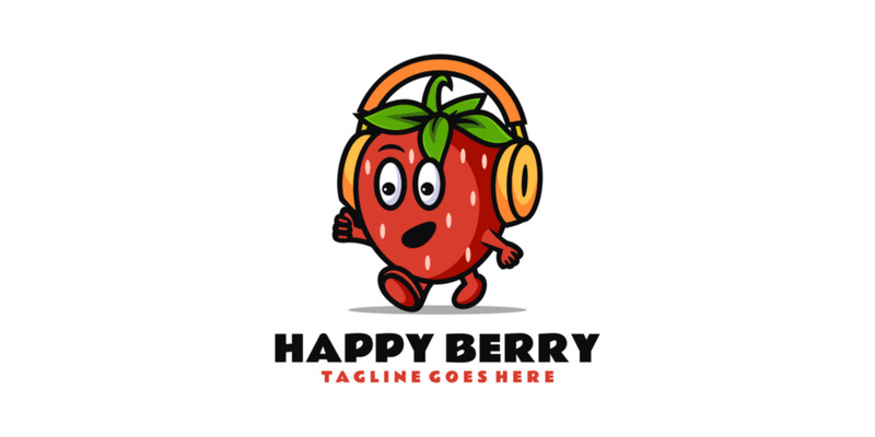 Happy Berry Mascot Cartoon Logo #342202 - TemplateMonster