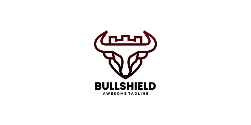 Bull Shield Line Art Logo #268009 - TemplateMonster
