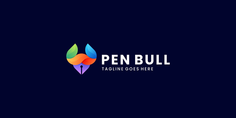 Pen Bull Gradient Colorful Logo #274454 - TemplateMonster