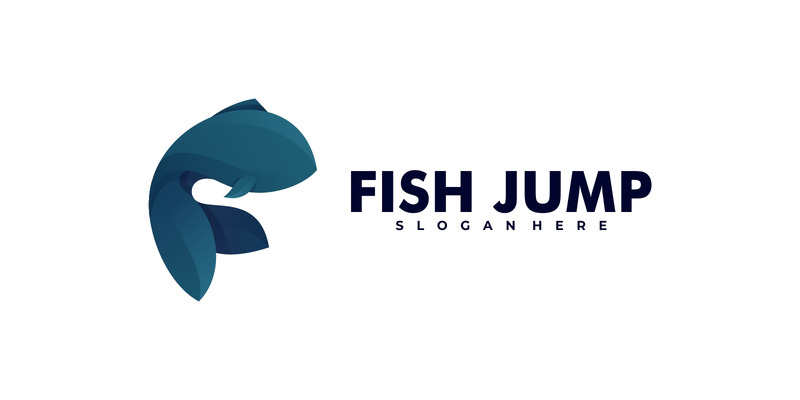 Fish Jump Gradient Logo Style #197540 - TemplateMonster